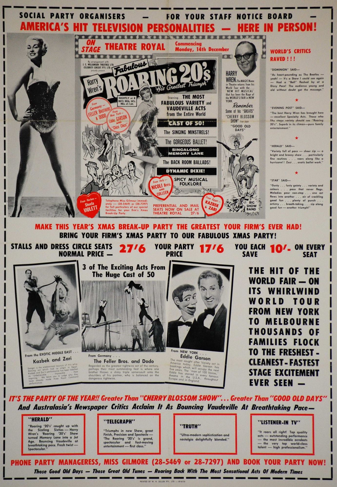 Harry Wren's "Roaring 20s," Theatre Royal [Sydney] – Posters + Prints